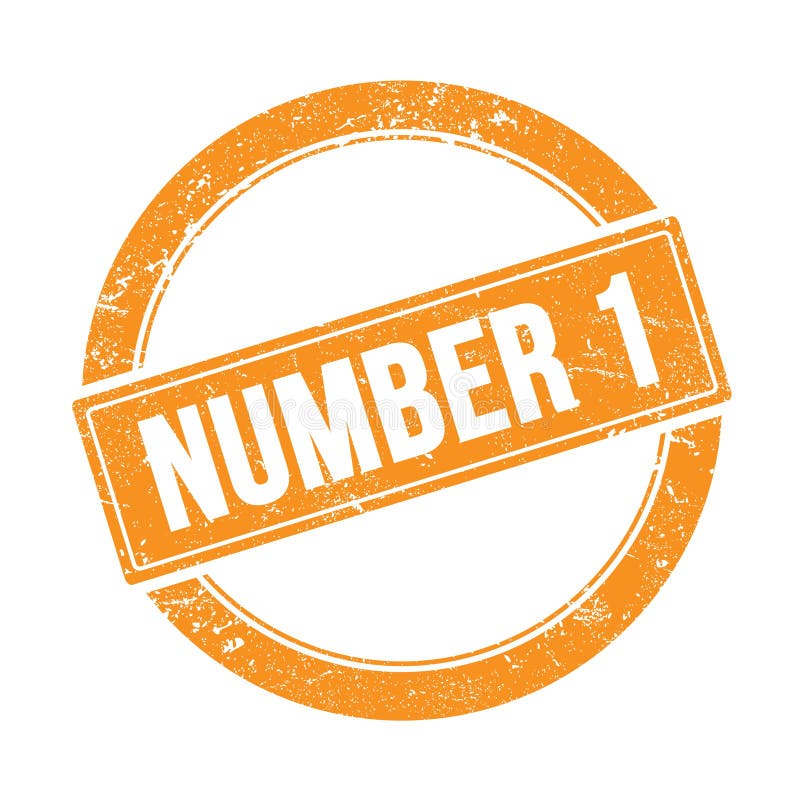 NUMBER 1 Text on Orange Grungy Round Stamp Stock Illustration ...