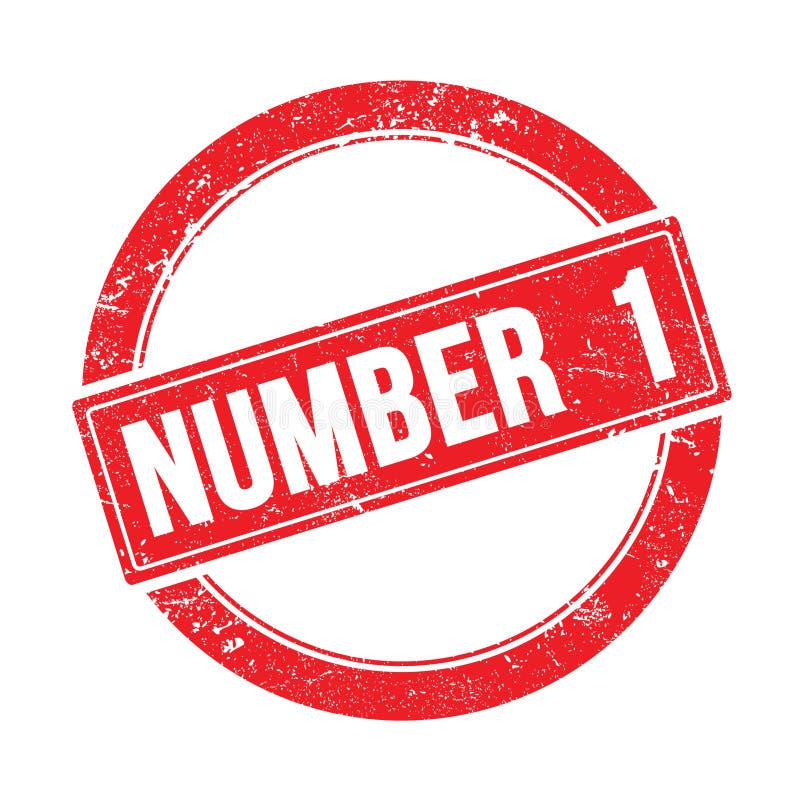 NUMBER 1 Text on Red Grungy Round Stamp Stock Illustration ...