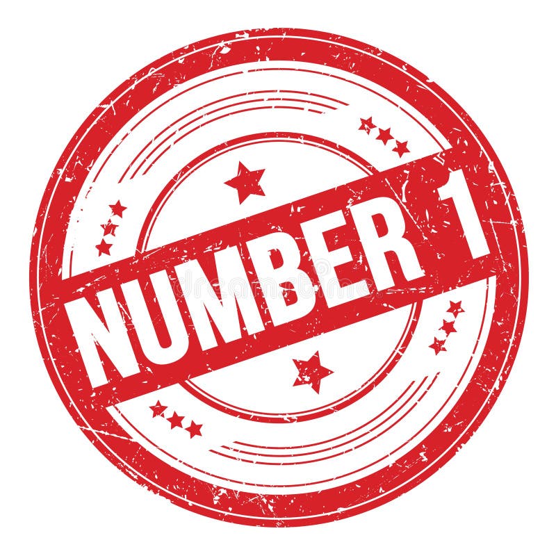 NUMBER 1 Text on Red Round Grungy Stamp Stock Illustration ...
