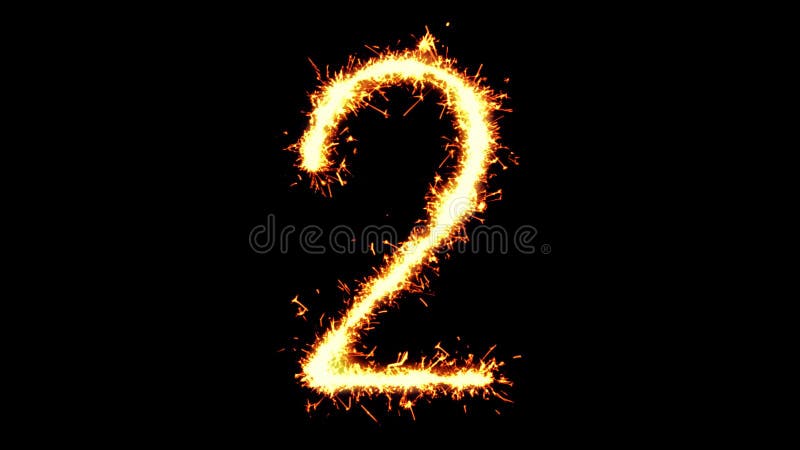 Number 2 Text Sparkler Glitter Sparks Firework Loop Animation Stock ...