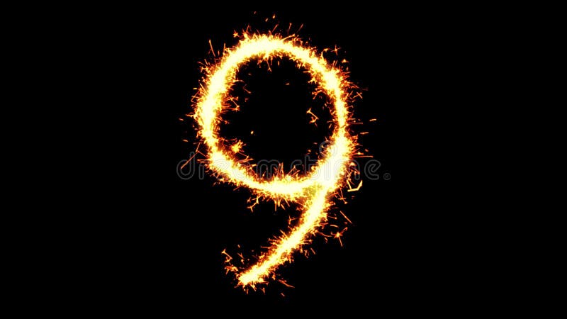 Number 9 Text Sparkler Glitter Sparks Firework Loop Animation Stock ...