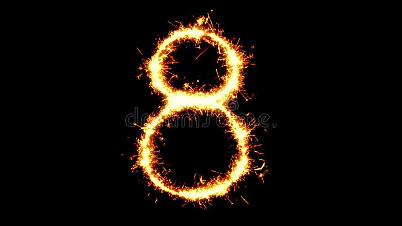 Number 8 Text Sparkler Glitter Sparks Firework Loop Animation Stock ...
