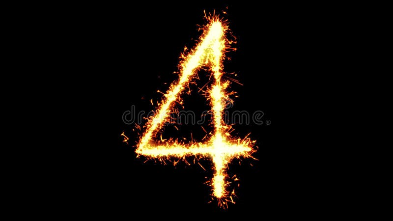 Number 4 Text Sparkler Glitter Sparks Firework Loop Animation Stock ...