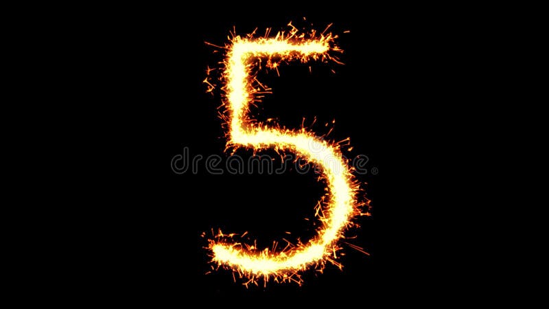 Number 5 Text Sparkler Glitter Sparks Firework Loop Animation Stock ...