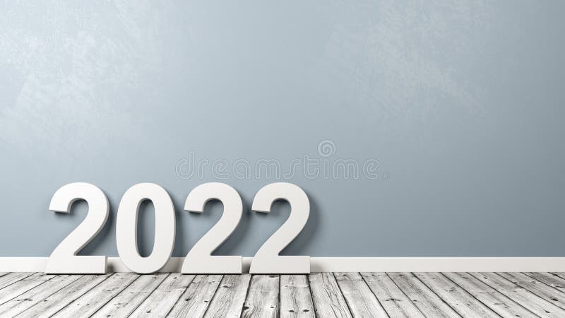 2022 Number Text on Wooden Floor Against Wall Stock Illustration ...