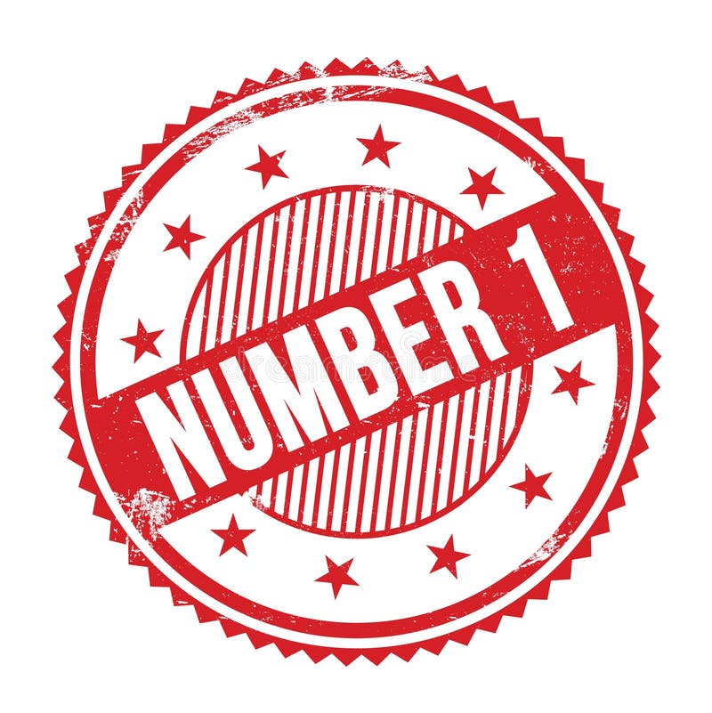 NUMBER 1 Text Written on Red Grungy Round Stamp Stock Illustration ...