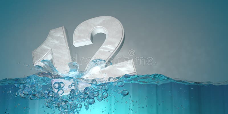 Number 12 in Thick Letters Seen from the Front Sinking in the Water ...