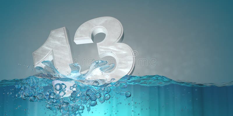 Number 13 in Thick Letters Seen from the Front Sinking in the Water ...