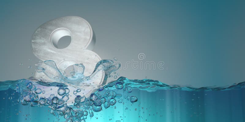 Number 8 in Thick Letters Seen from the Front Sinking in the Water ...