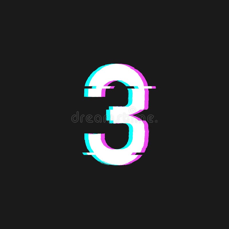 Number 3 or Third with Glitch Effect Style for Countdown, Poster, Flyer ...