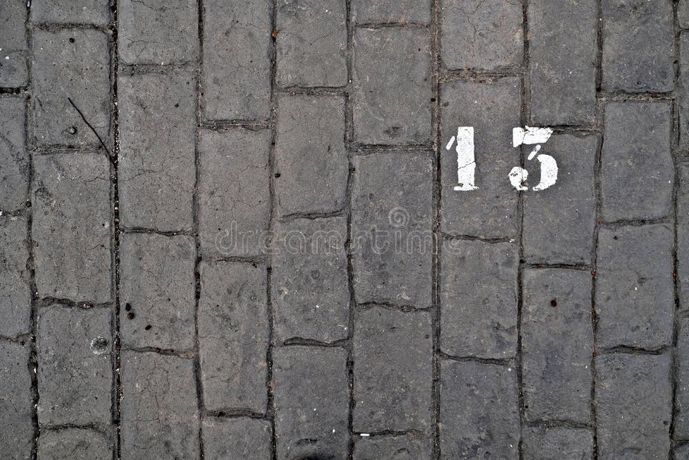 Number 13, Thirtee, White Numeral Offset on Grey Background. Stock ...