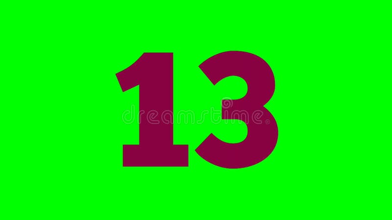 Number Thirteen 13 Cartoon Animation Green Screen.4k Cartoon Video ...