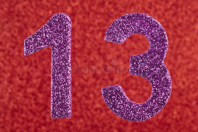 Number Thirteen Blue Color Over a Red Background. Anniversary Stock ...