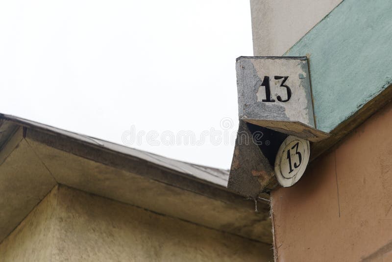 Number Thirteen Sign Plate Adress on a Wall of Old Building Stock Image ...