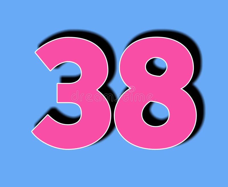 Number 38 Thirty Eight with Shadow on Blue Background Stock ...