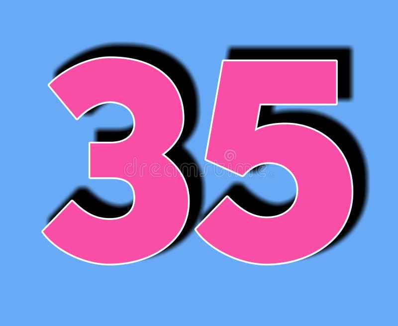 Number 35 Thirty Five with Shadow on Blue Background Stock Illustration ...