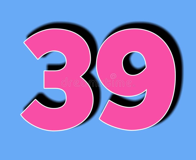 Number 39 Thirty Nine with Shadow on Blue Background Stock Illustration ...