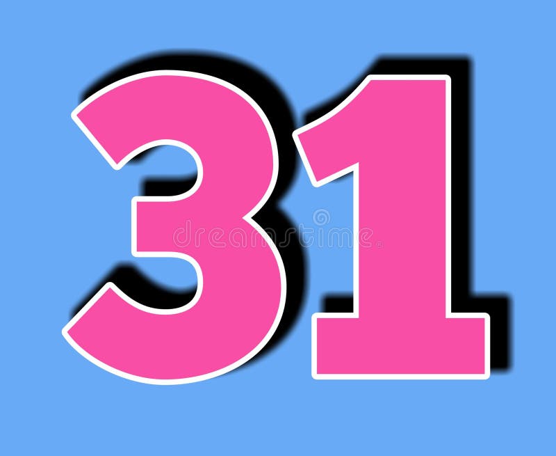Number 31 Thirty One with Shadow on Blue Background Stock Illustration ...