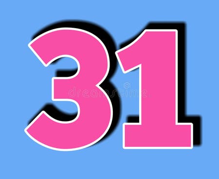 Number 31 Thirty One with Shadow on Blue Background Stock Illustration ...