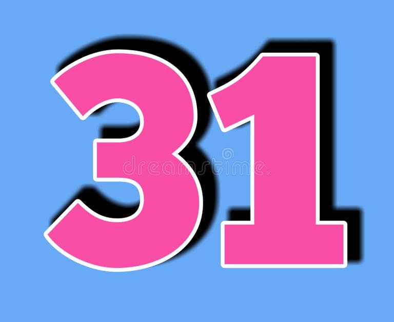 Number 31 Thirty One with Shadow on Blue Background Stock Illustration ...