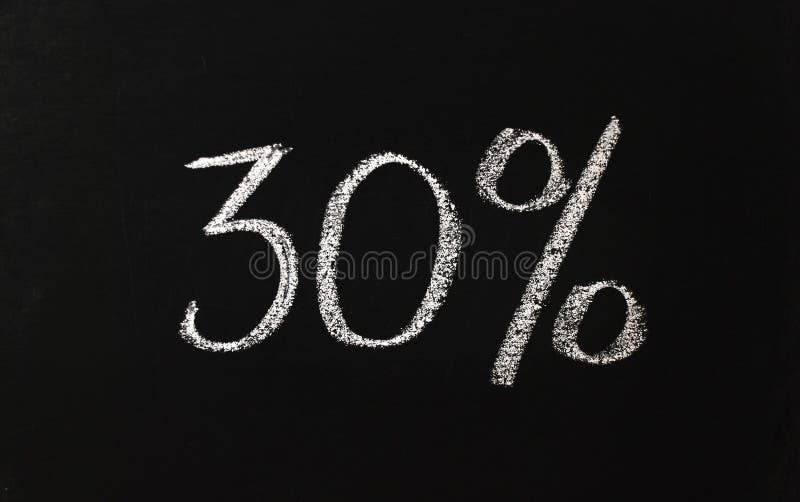 The Number Thirty Percent Written in White Chalk on a Black Chalkboard ...