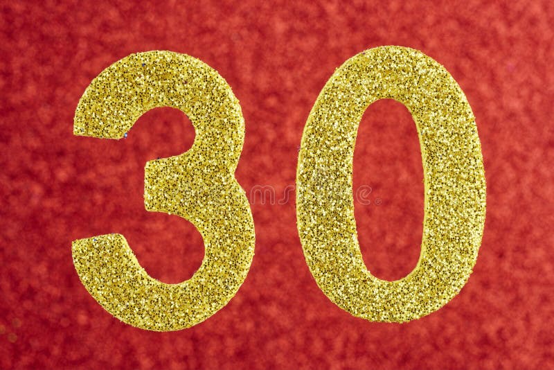 Number Thirty Yellow Color Over a Red Background. Anniversary Stock ...