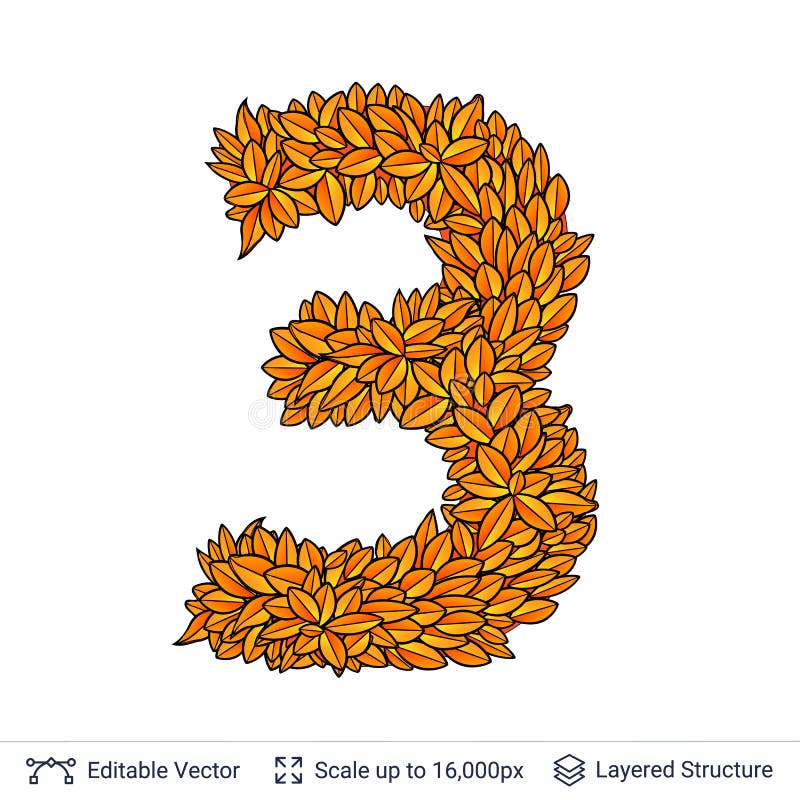 Number Two of Autumn Leaves. Stock Vector - Illustration of number ...