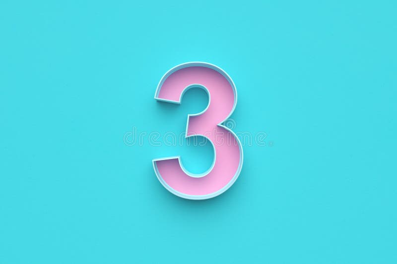 Number Three on Blue Background Stock Illustration - Illustration of ...