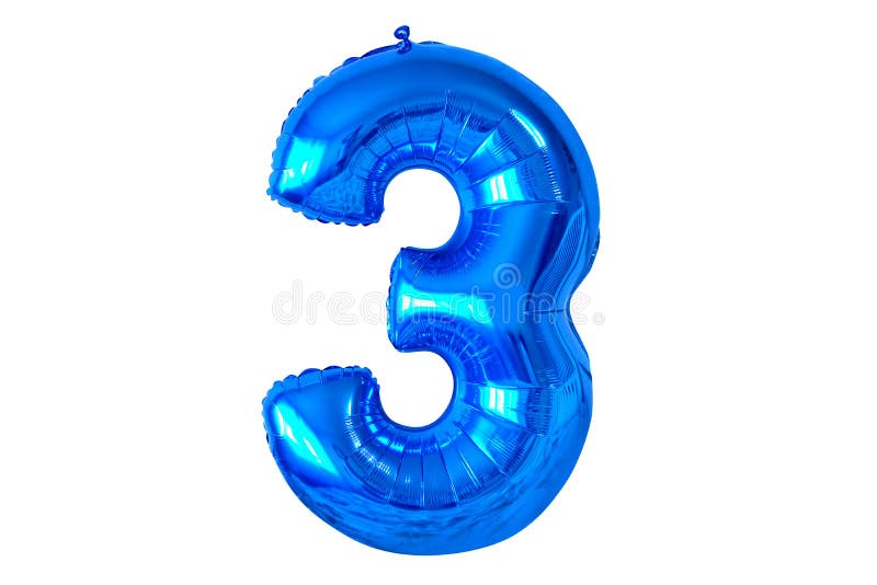 Number Three of Blue Helium Balloons, Isolated Stock Illustration ...
