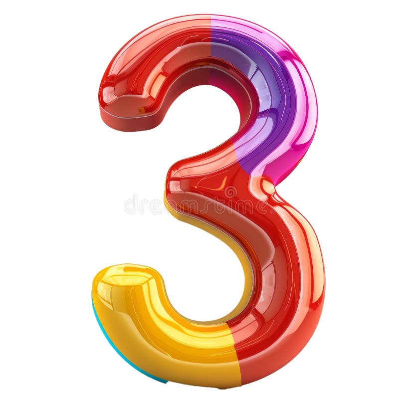 Number Three 3 Colorful Shiny Glossy Numbering Figure Stock ...