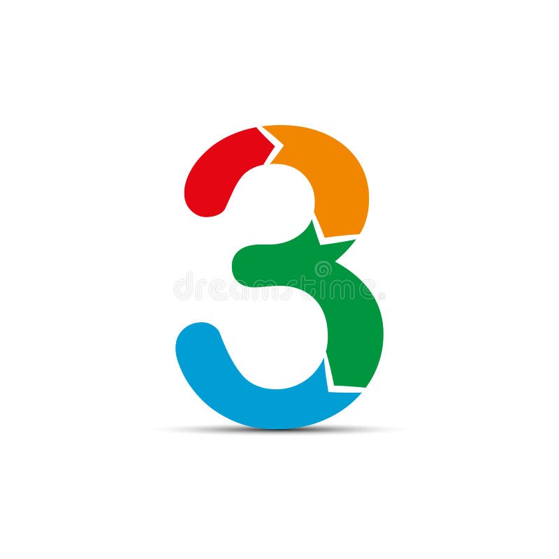 Number Three is Composed of Four Colored Arrows. Stock Illustration ...