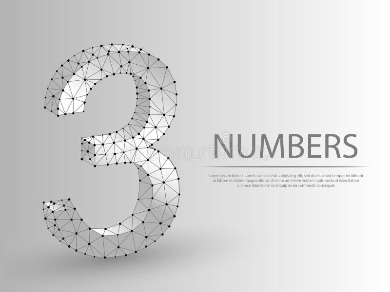 Number Three 3D Low Poly Abstract Illustration.Origami Vector Digit 3 ...