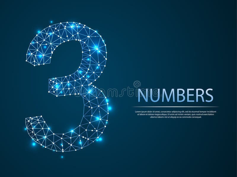 Number Three 3D Low Poly Abstract Illustration.Vector Digit 3 Wireframe ...