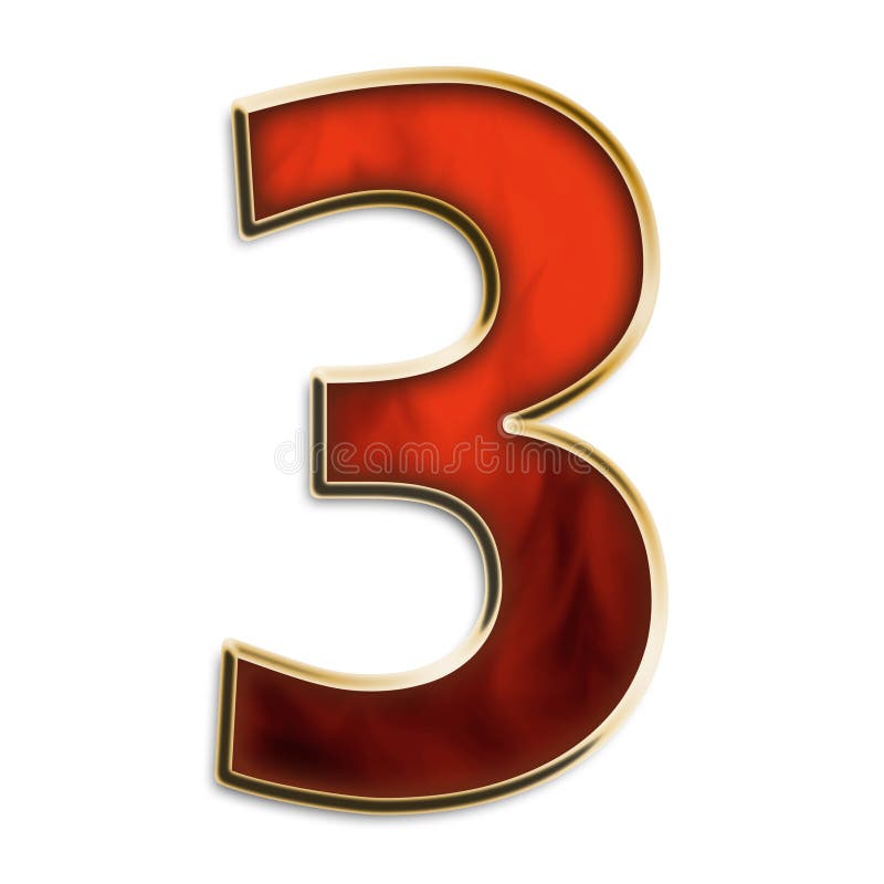 Number three in fiery red stock illustration. Illustration of bold ...