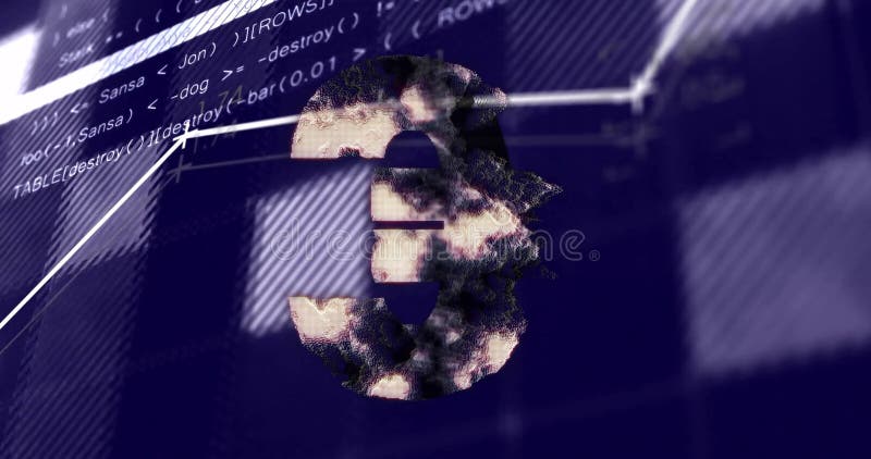 Number Three with Glitch Effect Animation Over Computer Code Background ...