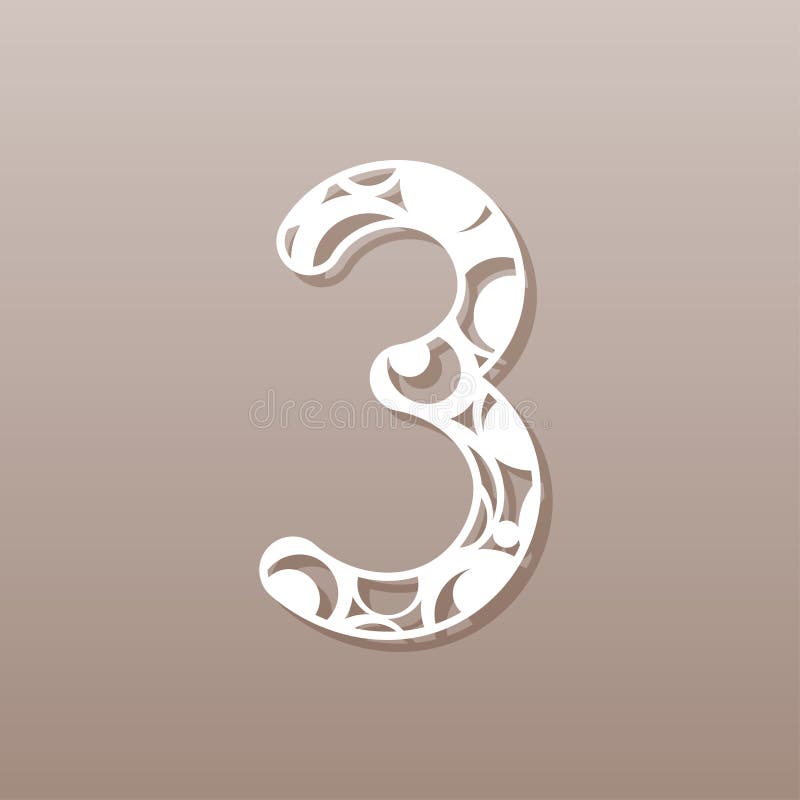 Number Three for Laser Cutting.a Round Pattern Stock Vector ...