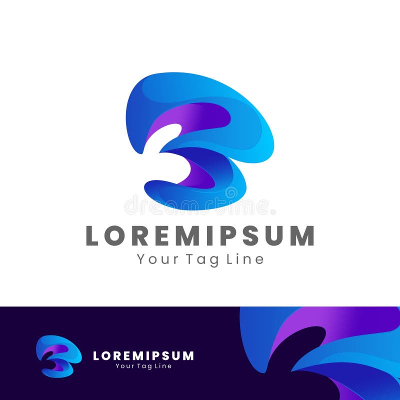 NUMBER 3 THREE LOGO stock vector. Illustration of icon - 206613815