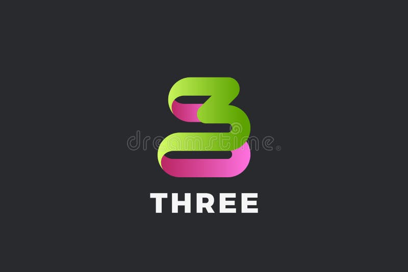 Number 3 Three Logo Design Vector Template Ribbon Font Style Typography ...