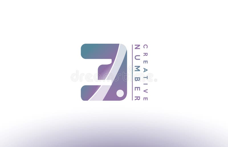 3 Three Blue Number Logo Icon with Line Design for Company and Business ...