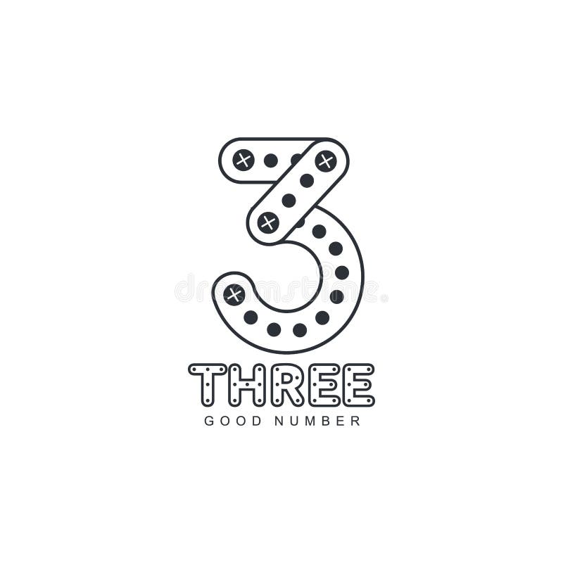 Number Three Logo Template Made of Straight and Curved Strips Stock ...