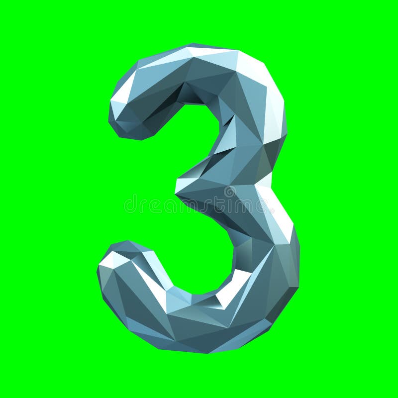 Number 3 Three in Low Poly Style Isolated on Green Background. 3d Stock ...