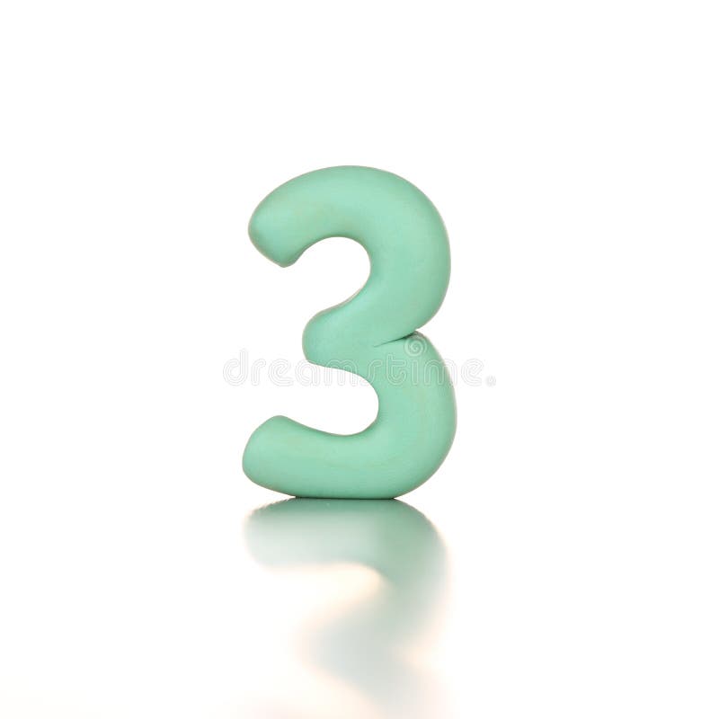 Number Three 3 Made from Plasticine Isolated Green Stock Photo - Image ...