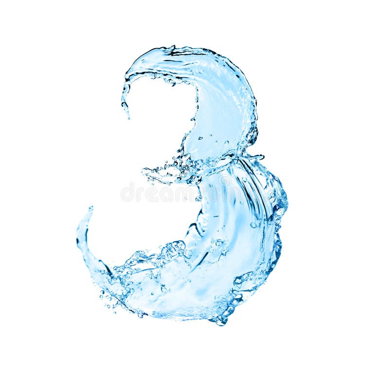 Number Three Made of Water on White Background Stock Illustration ...