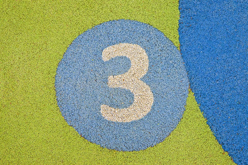 Number Three in a Multicolored Rubber Outdoors Children`s Playground ...