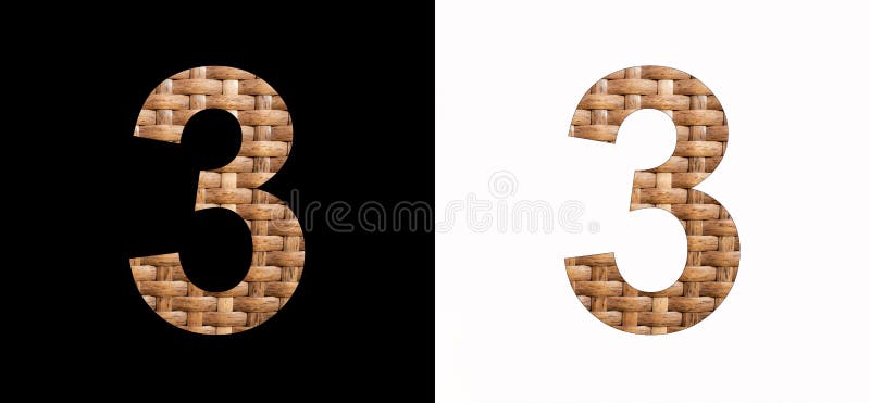 Number 3 Three - Natural Rattan Background Stock Image - Image of ...