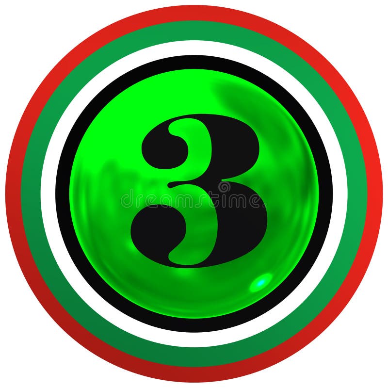 Number Three Over Bright Sphere with Circles Stock Illustration ...