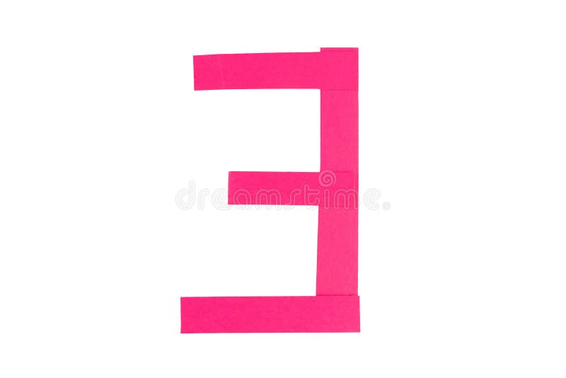 Number 3 Three from Parts of Red Paper Stock Image - Image of character ...