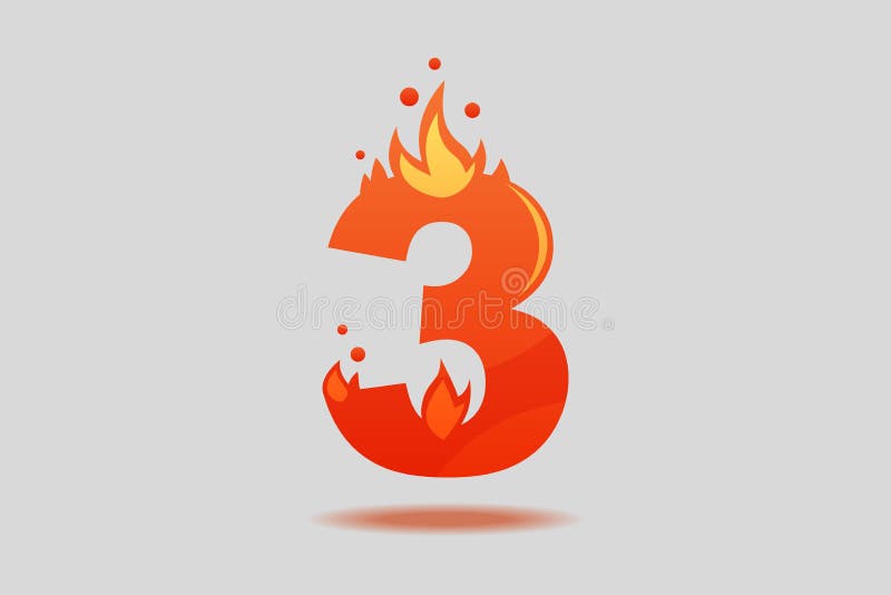 Fire Number 3 Three Of Burning Flame Stock Illustration - Illustration ...