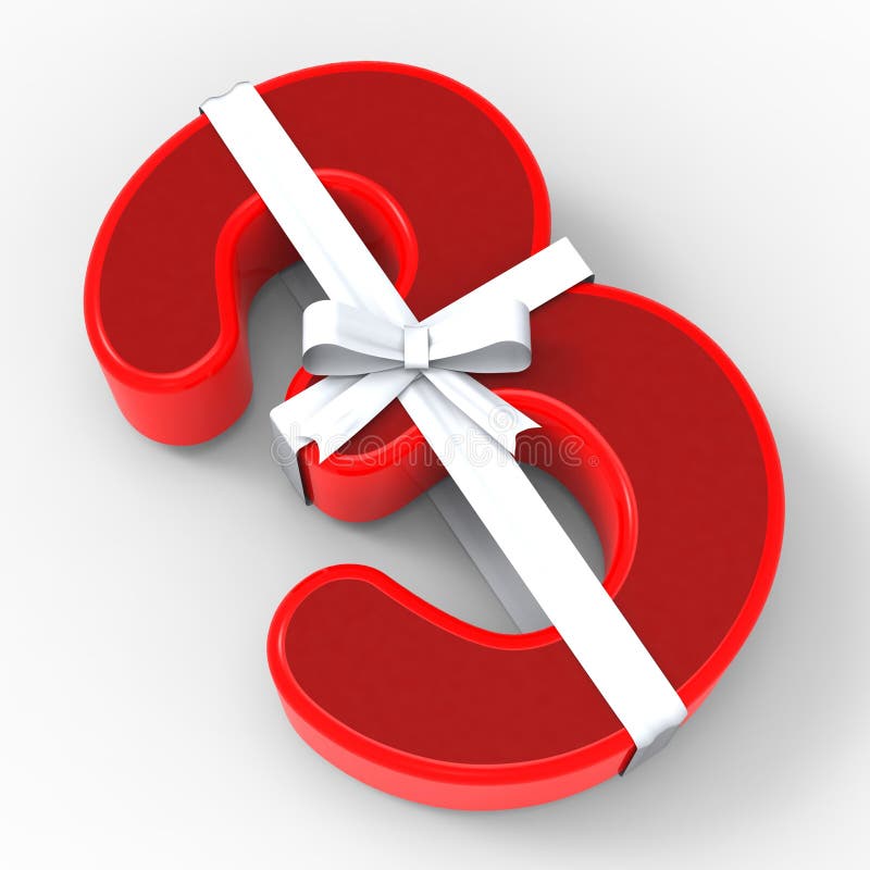 Number Three with Ribbon Shows Event Gifts or Stock Illustration ...