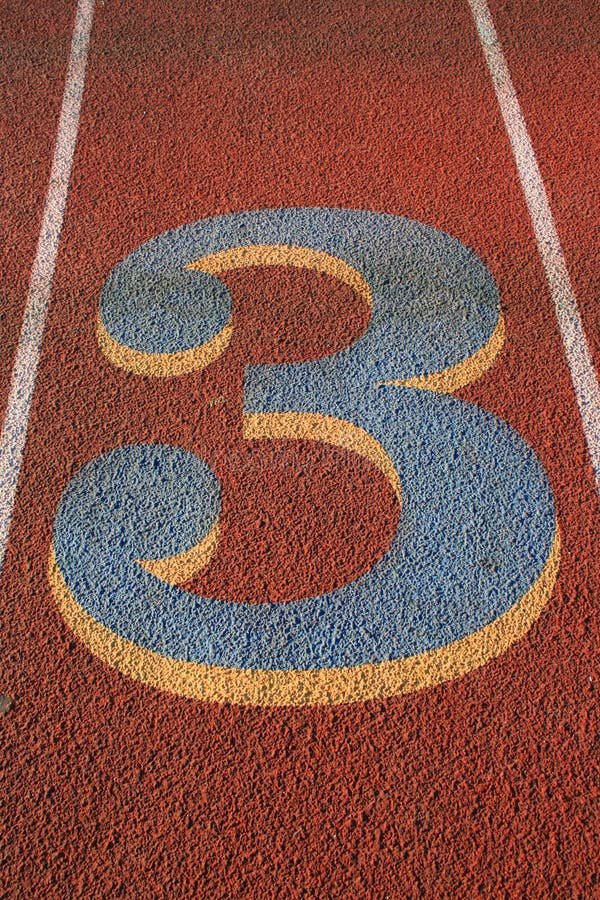 Number Three on a Running Lane Stock Image - Image of raced, rank: 8517239